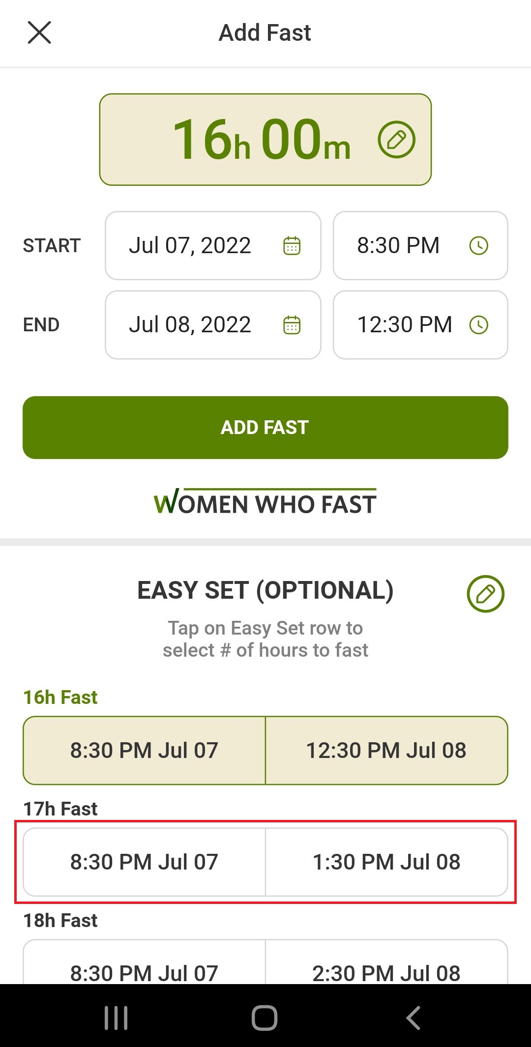 How To Add And Schedule Fasts On The App - Women Who Fast